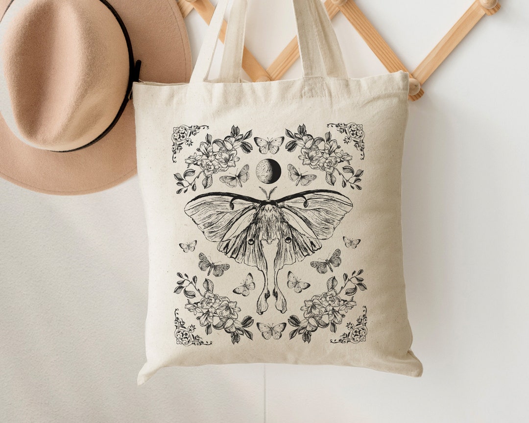 Whimsigothic Moth Tote Bag Luna Moth Celestial Moth Butterfly Tote Bag ...