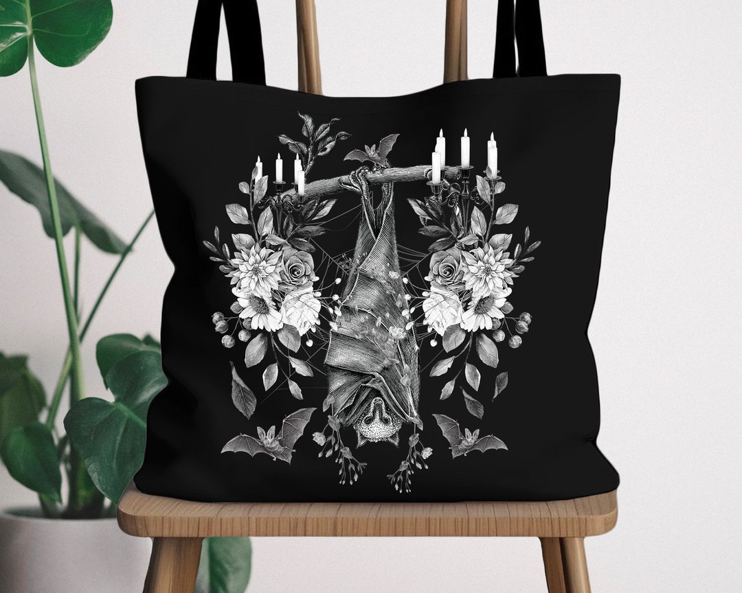 Bat Bag Goth Tote Bag Bat Purse Pastel Goth Bag Library Bag Dark ...
