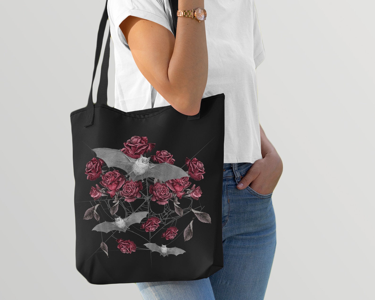 Bat Bag Goth Tote Bag Bat Purse Pastel Goth Bag Library Bag Dark ...