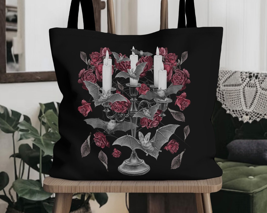 Bat Bag Goth Tote Bag Bat Purse Pastel Goth Bag Library Bag Dark ...