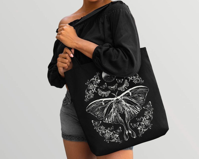 Luna Moth Aesthetic Tote Bag Celestial Moth Dark Cottagecore Trendy ...