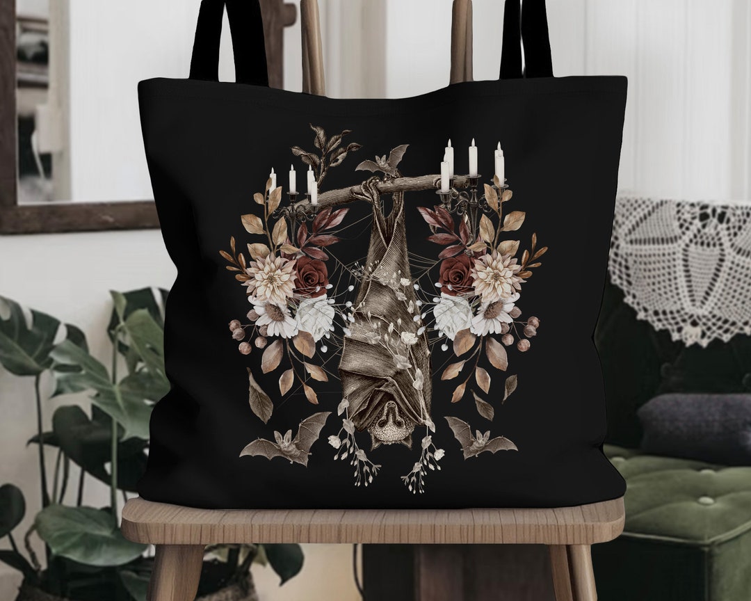 Bat Bag Goth Tote Bag Bat Purse Pastel Goth Bag Library Bag Dark ...