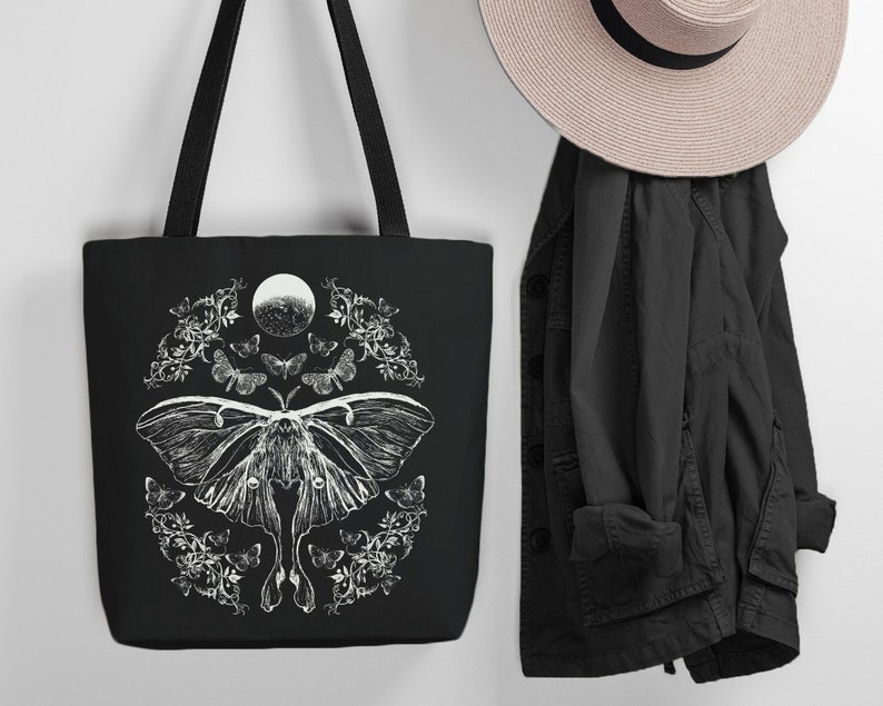 Luna Moth Aesthetic Tote Bag Celestial Moth Dark Cottagecore Trendy ...
