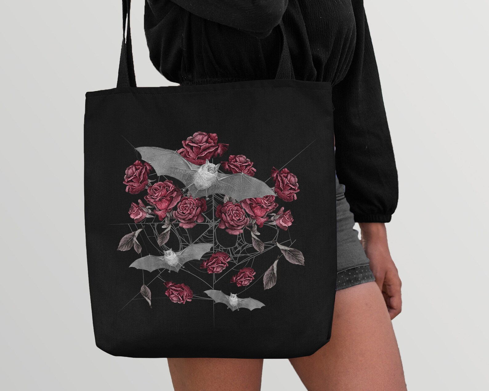 Bat Bag Goth Tote Bag Bat Purse Pastel Goth Bag Library Bag Dark ...