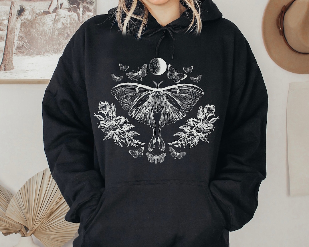 Luna Moth Goblincore Hoodie Cottagecore Hoodie Goblincore Clothing Moth ...