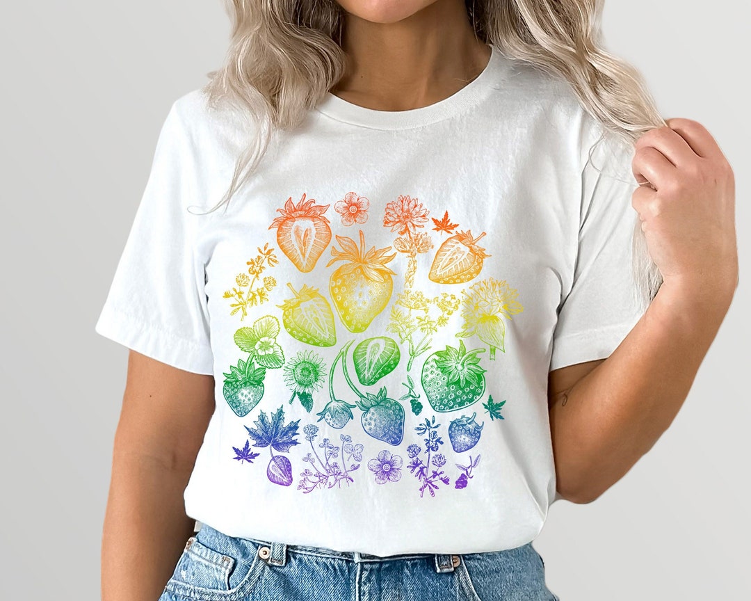 Cottagecore Pride Strawberry Shirt Discreet Pride Flag Subtle Pride Art ...