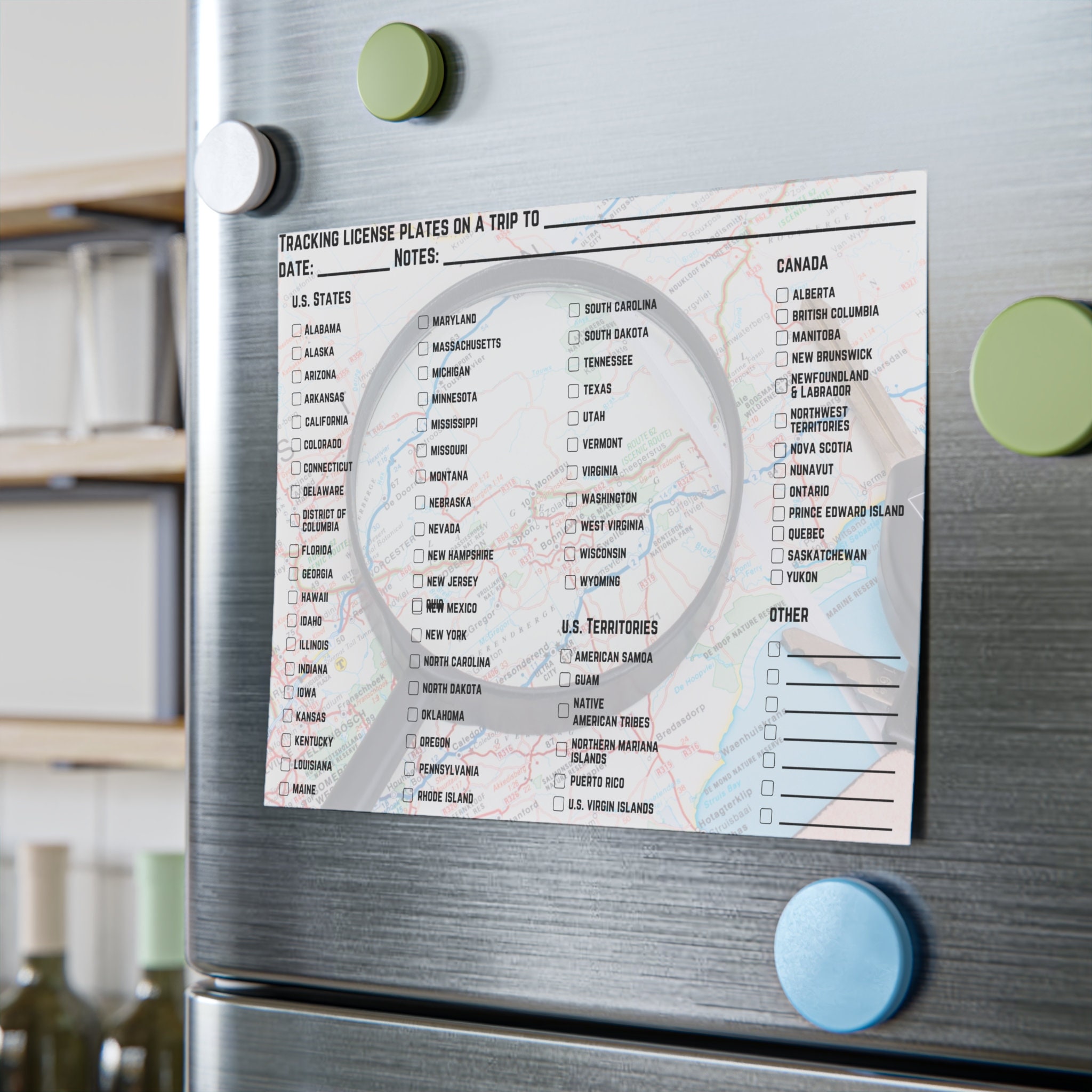 License Plate Tracker Post-it Notes Canada and U.S. Territories ...