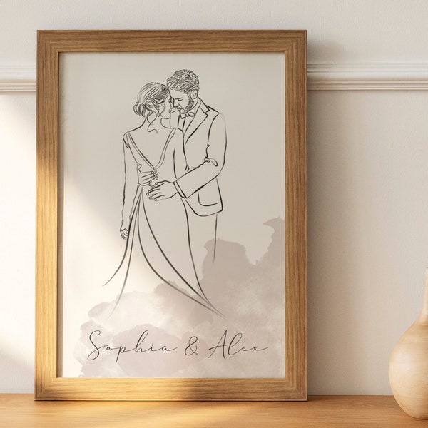 Personalised Wedding Line Drawing - Etsy