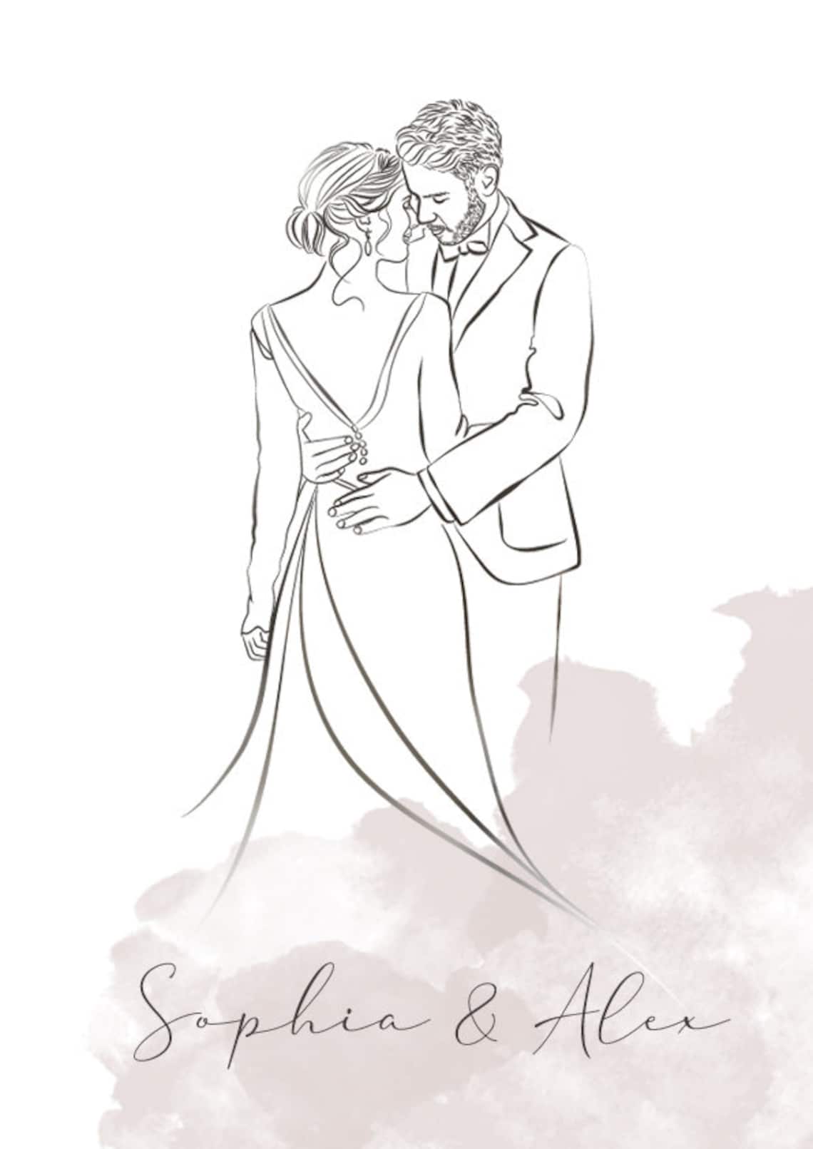 Line Drawing Custom Engagement Wedding Gifts Anniversary - Etsy