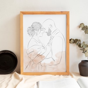 Line Drawing Custom, Engagement Wedding Gifts, Anniversary Gift, Couple ...