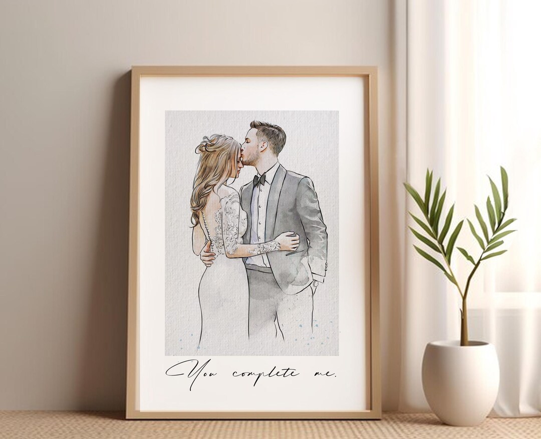 Custom Couple Portrait, Couple Illustration, Gift Boyfriend, Engagement ...