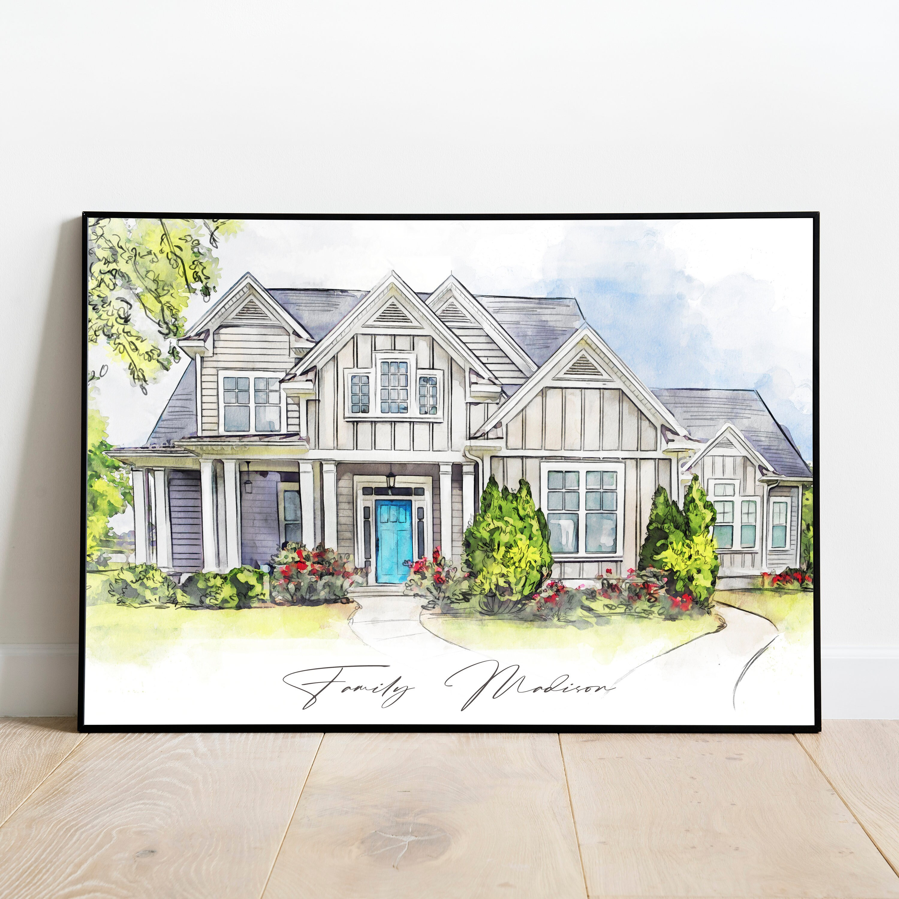 Custom Watercolor House Portrait, House Watercolor Painting From Photo ...