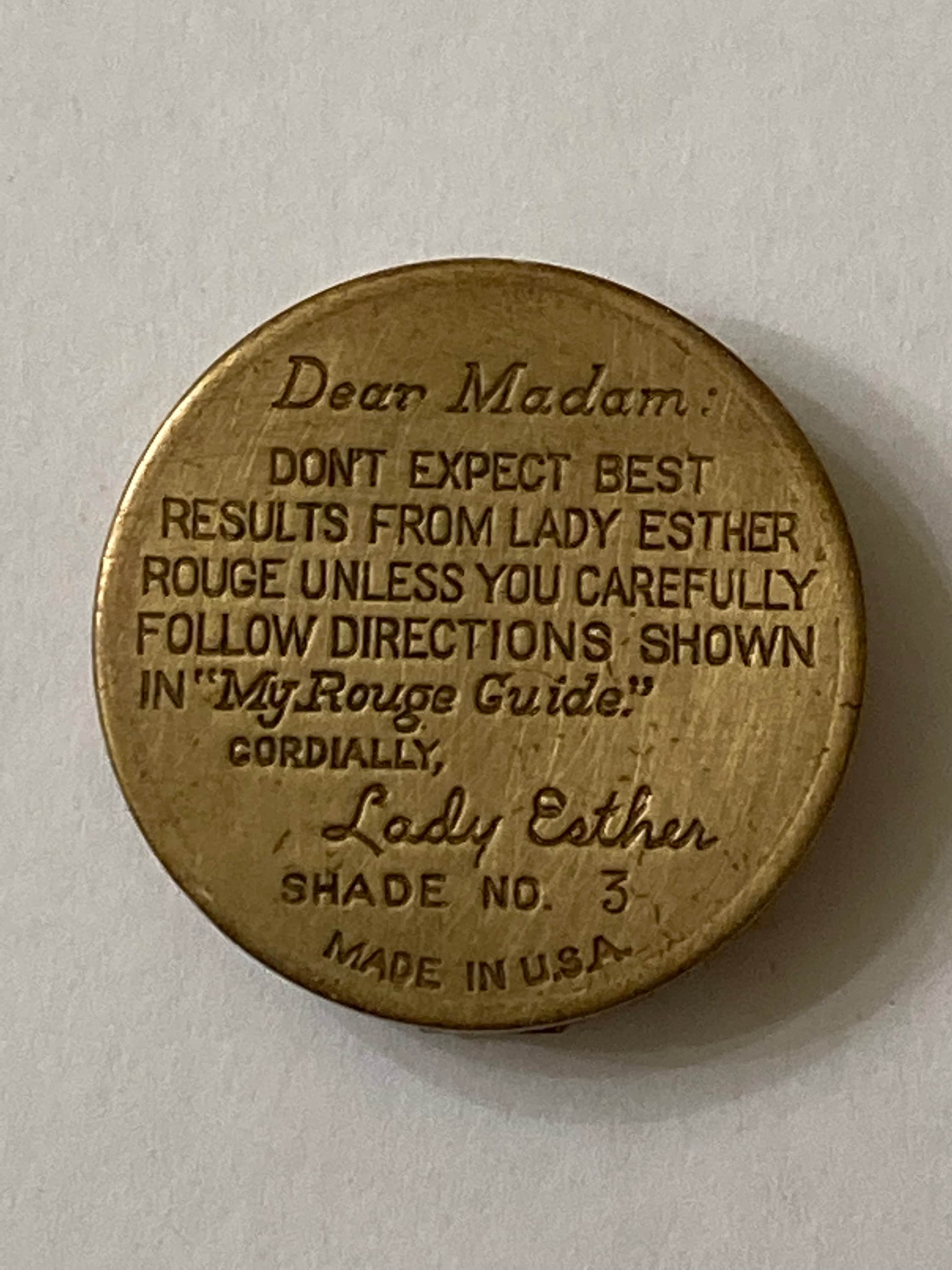 Lady Esther Cream Rouge Shade No. 3 in a Brass Compact. C. - Etsy