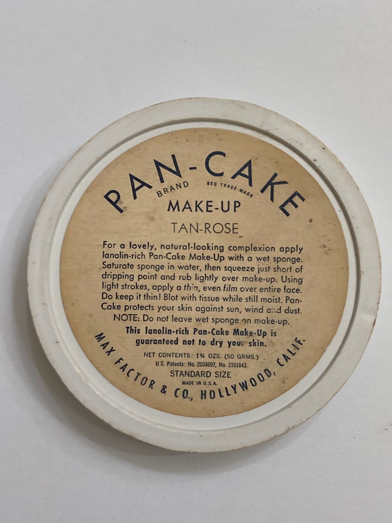Max Factor Pan Cake Foundation tan Rose Shade. C. 1950 See Description ...