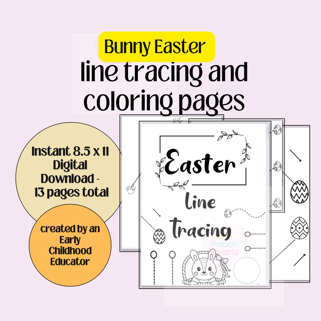 Bunny Easter Line Tracing, Coloring Pages, Printables, Toddler and ...