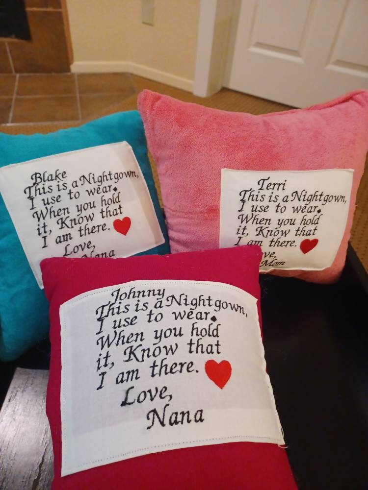 8x10 Embroidery Memory Pillow Made With Your Loved Ones - Etsy