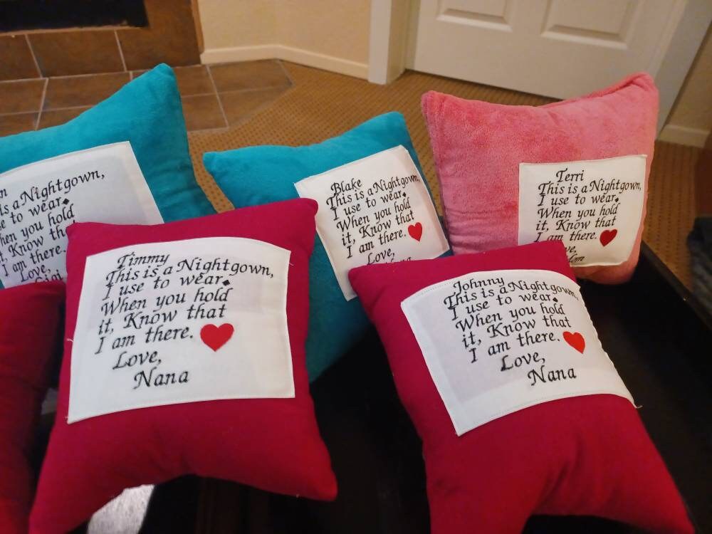 8x10 Embroidery Memory Pillow Made With Your Loved Ones - Etsy
