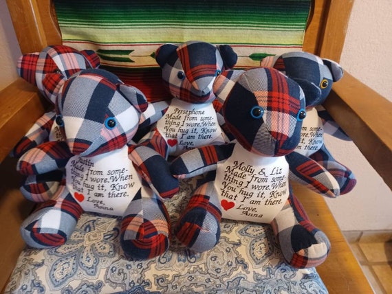 Large or Small Memory Bear With Embroidery Saying. Made With - Etsy