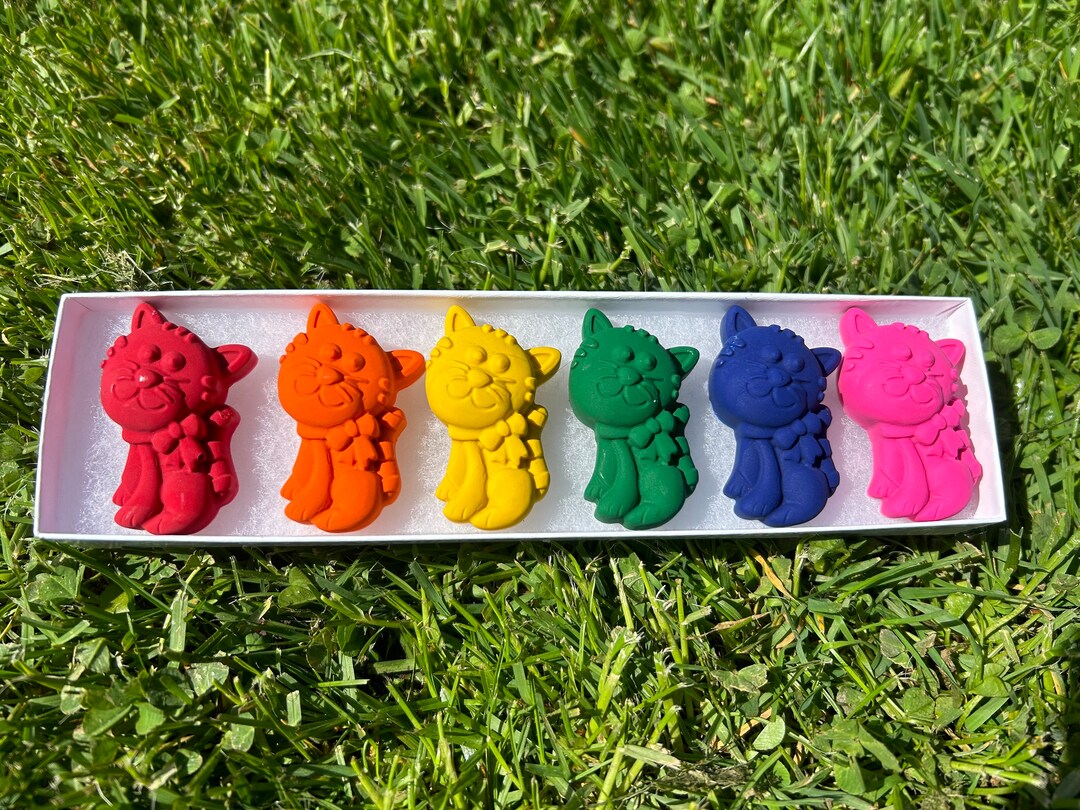 Set of 6 Adorable Cat Shaped Crayons - Fun and Unique Coloring Supplies ...