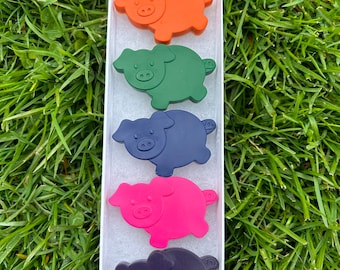 Farm, Piggy Themed Coloring Party Favors , Personalized Crayons, Pig ...