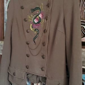 Gorgeous Hand Embroidered Green Military Style Snake Serpent - Etsy