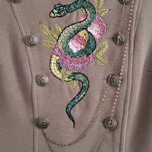 Gorgeous Hand Embroidered Green Military Style Snake Serpent - Etsy