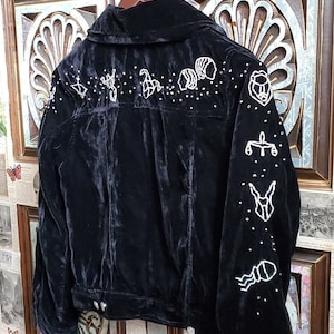 Celestial Zodiac Hand Embroidered Black Velvet Jacket Size - Etsy