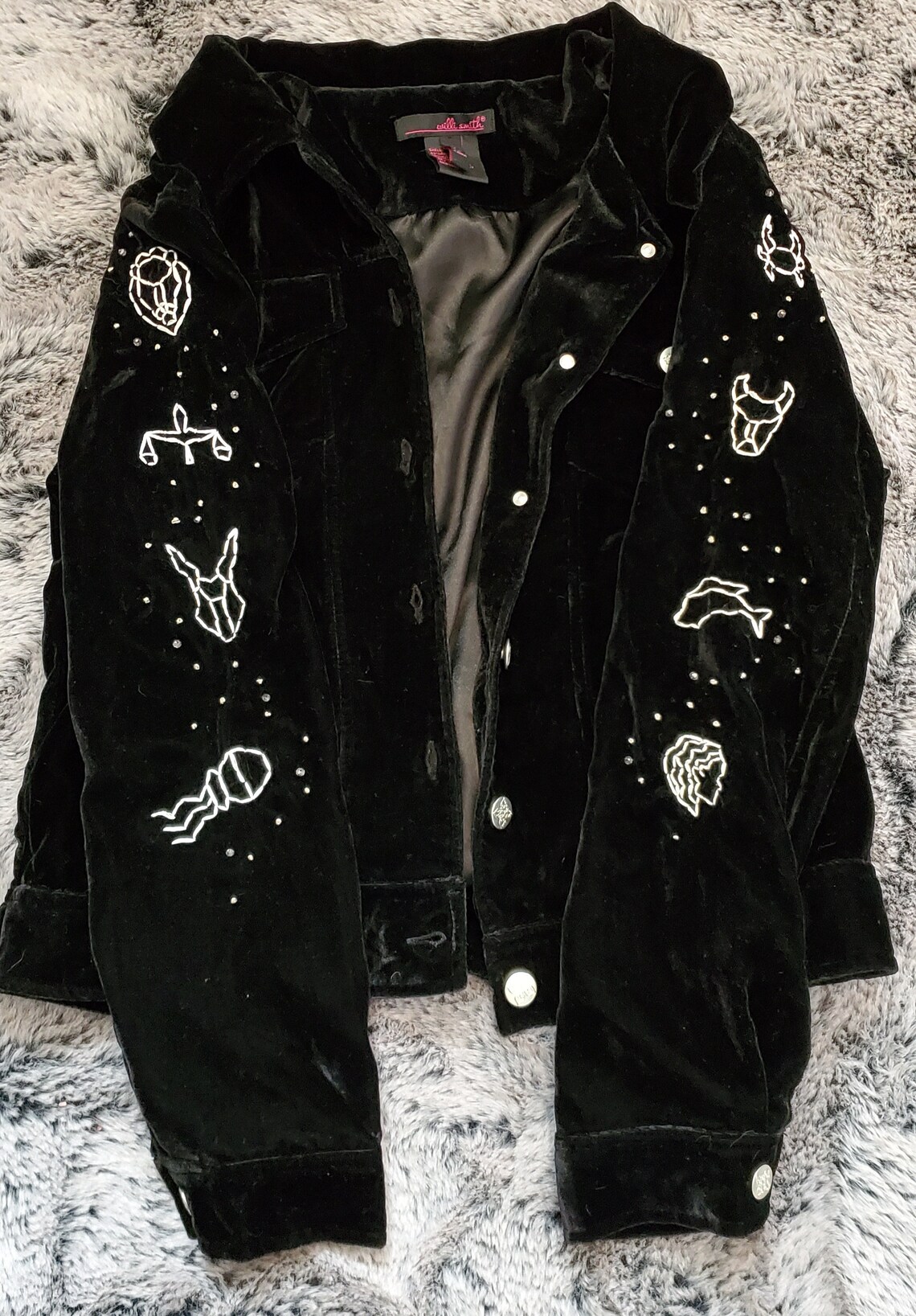 Celestial Zodiac Hand Embroidered Black Velvet Jacket Size - Etsy