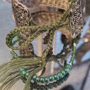 Hand Embroidered Beaded Strand Bracelet Shamrock Luck of the Irish ...