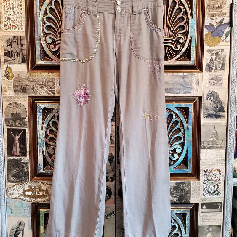 Embroidered Pants - Etsy
