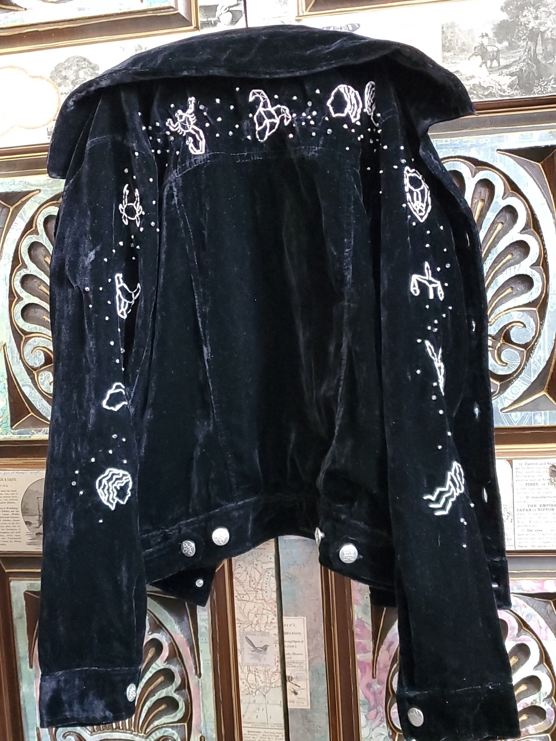 Celestial Zodiac Hand Embroidered Black Velvet Jacket Size - Etsy