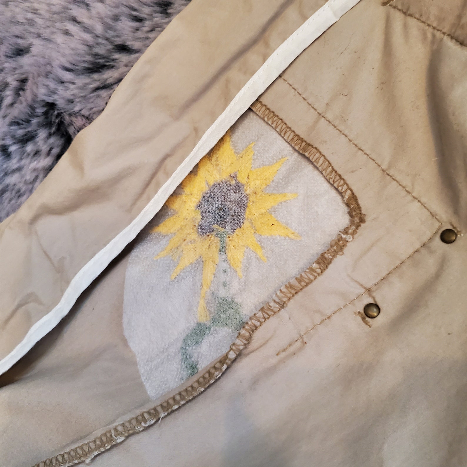 Hand Embroidered Sunflowers Bke Jacket Size Large Cottagecore Farmhouse ...