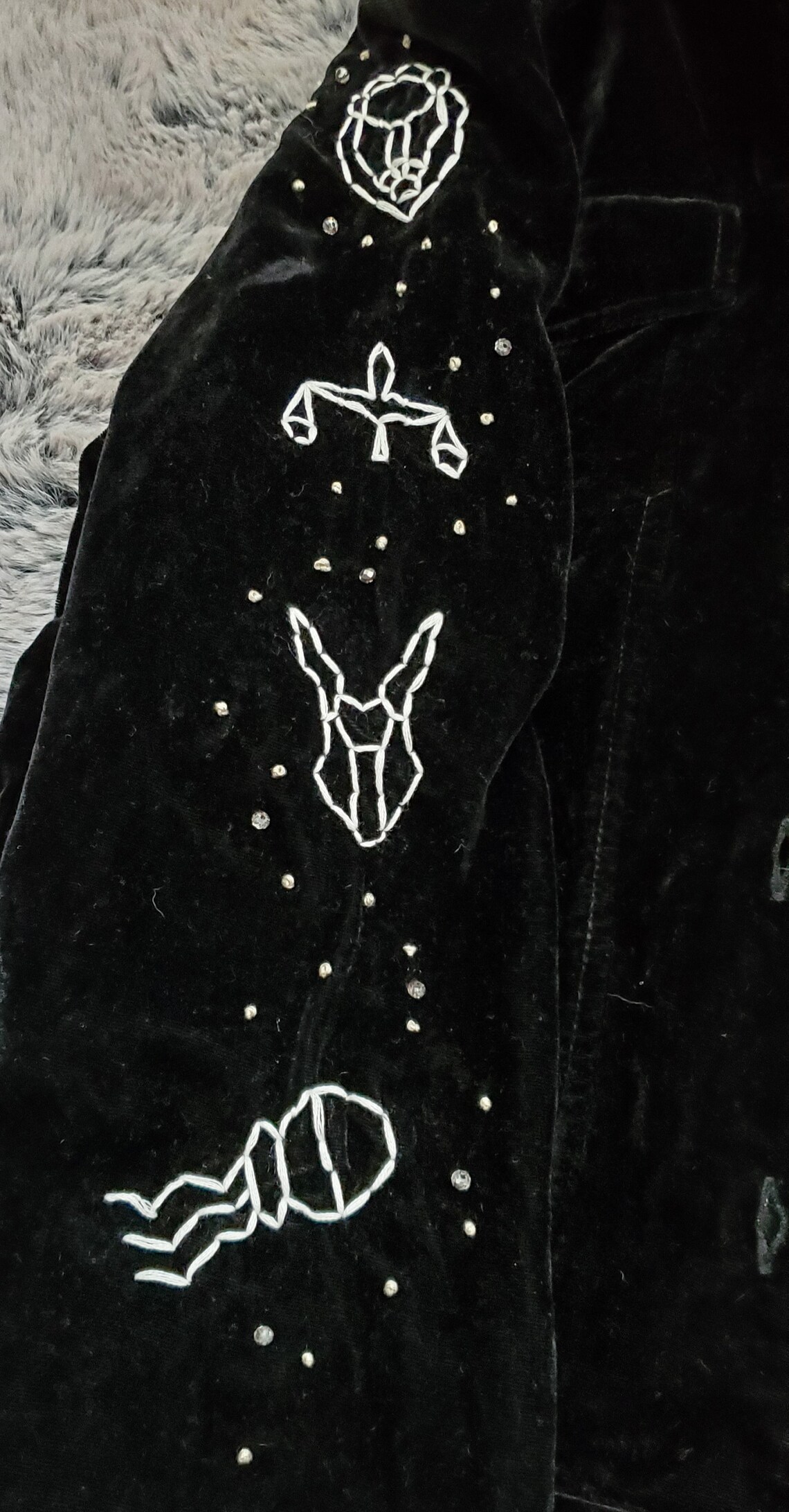 Celestial Zodiac Hand Embroidered Black Velvet Jacket Size - Etsy