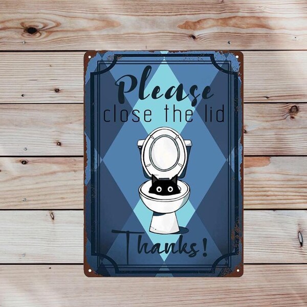 Please Close Toilet Lid Sign - Etsy