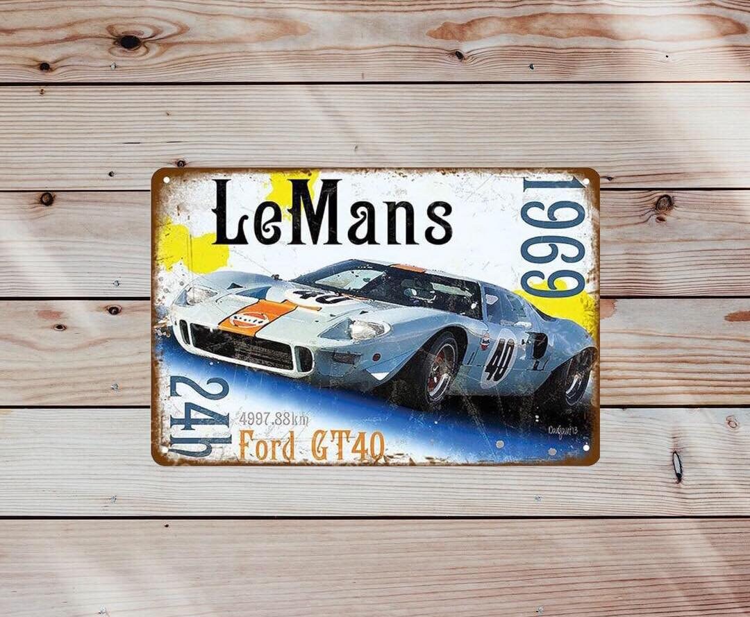 Retro Metal Sign Lemans 1969 Ford GT40 Vehicle Poster Cafe Pub Wall ...