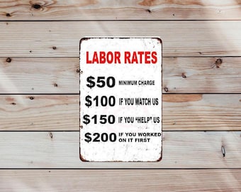 Labor Rates Poster - Etsy