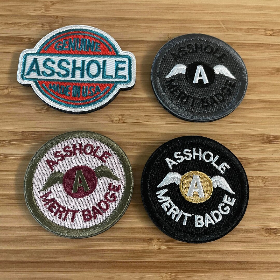 Genuine Asshole Merit Badge Patch Embroidered Hook And Loop Wear On