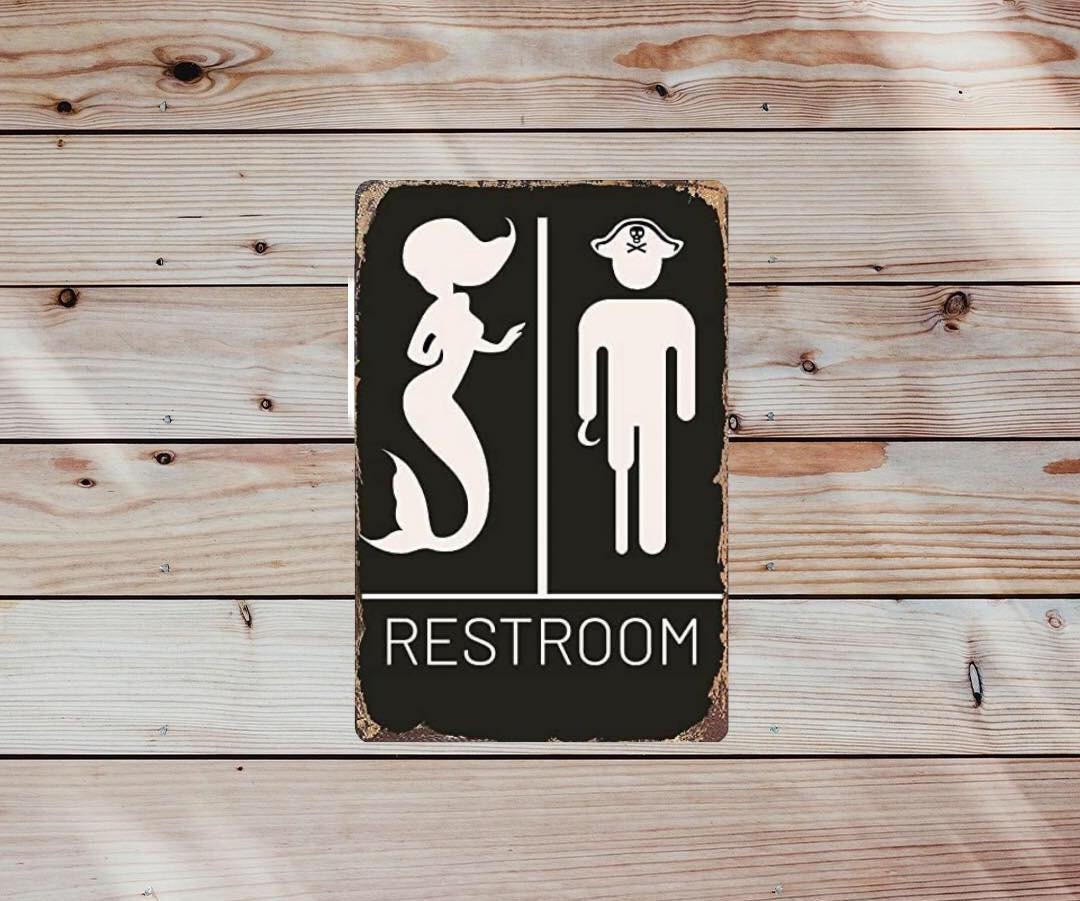 Retro Tin Sign Restroom Vintage Mermaid Pirate Metal Poster - Etsy