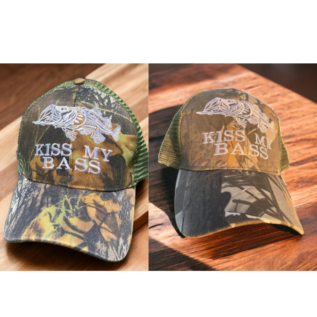 Embroidered Camouflage 'kiss My Bass' Hat Adjustable - Etsy