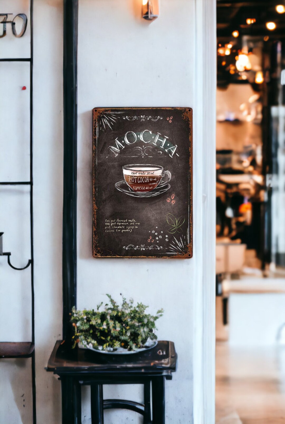 Vintage Tin Sign Mocha Recipe Coffee Metal Poster Cafe Restaurant ...