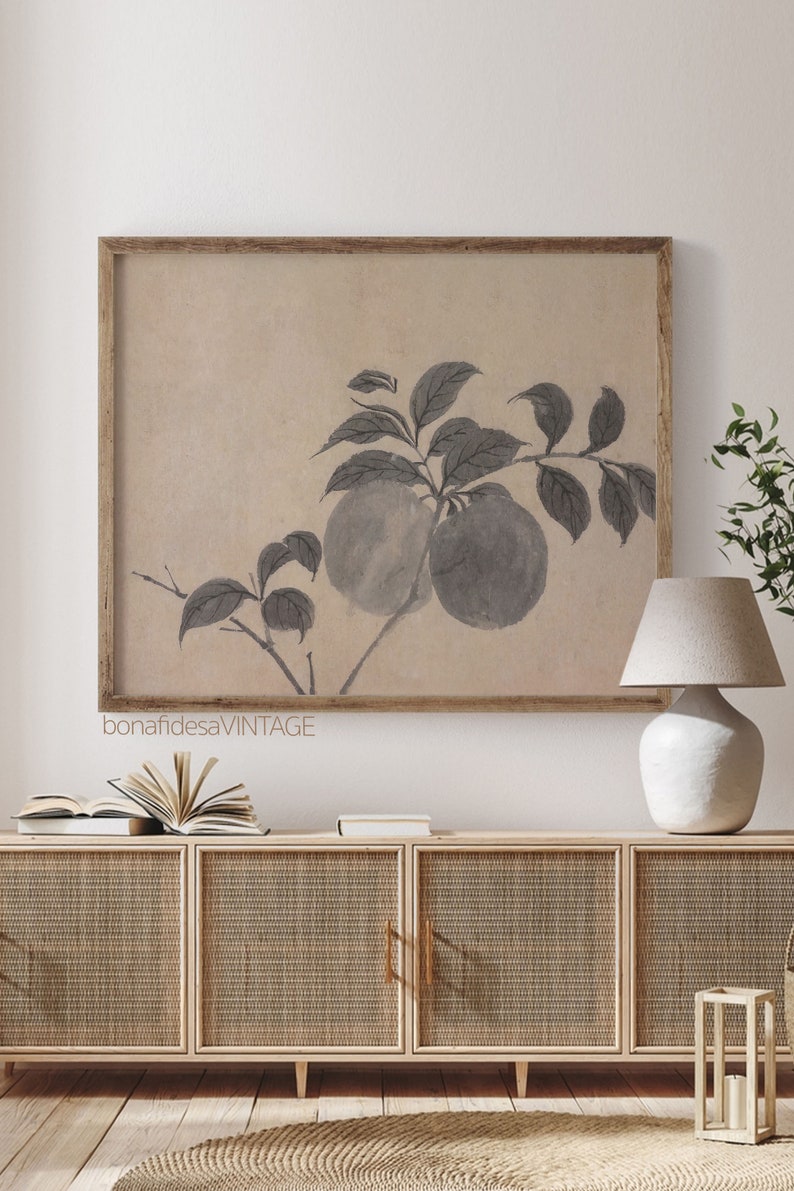 For a Kitchen Decor, Antique Print of Inked Branches, Vintage Botanical ...