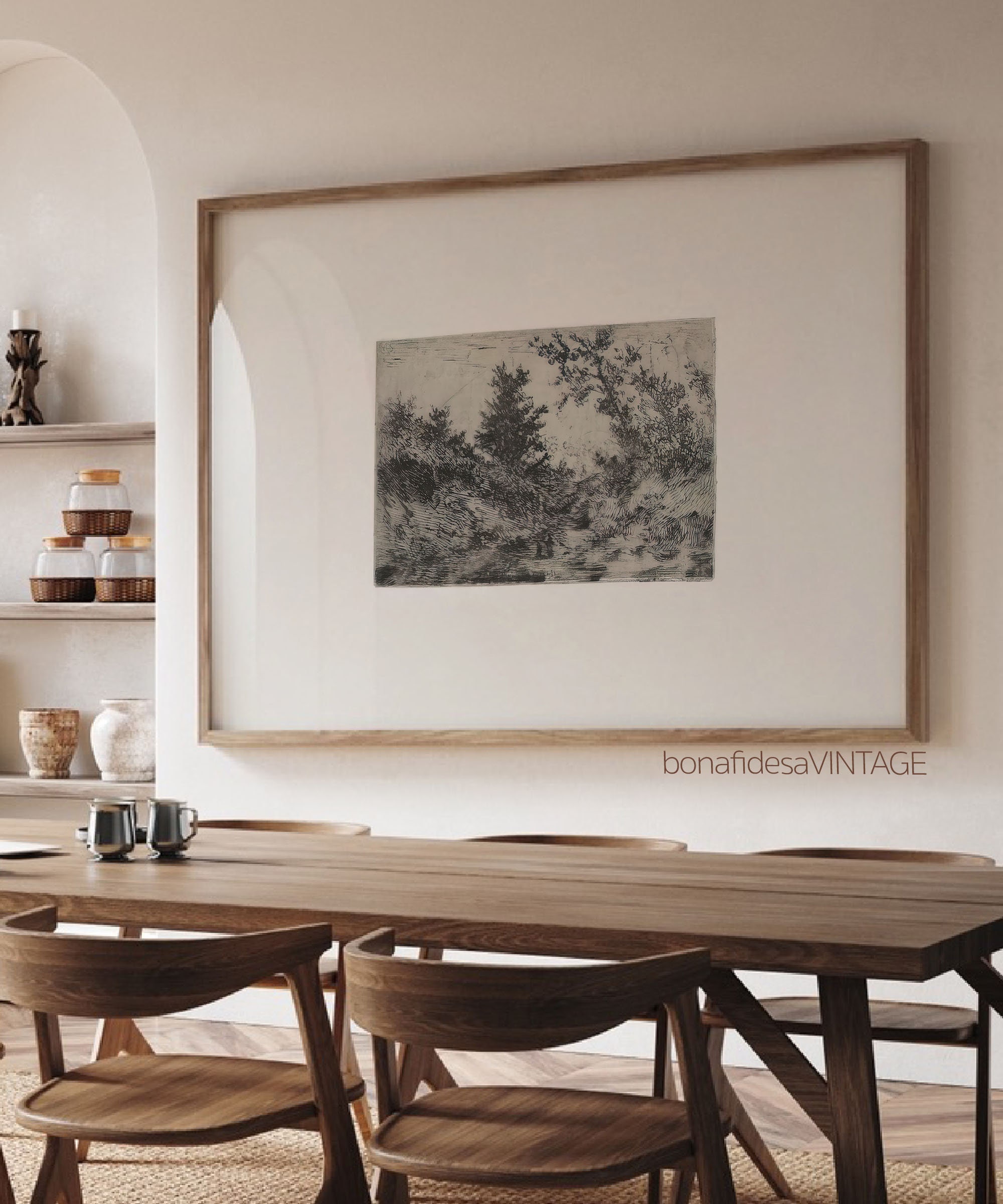 Antique Sketch of a Forest, Downloadable Vintage Etching Print ...