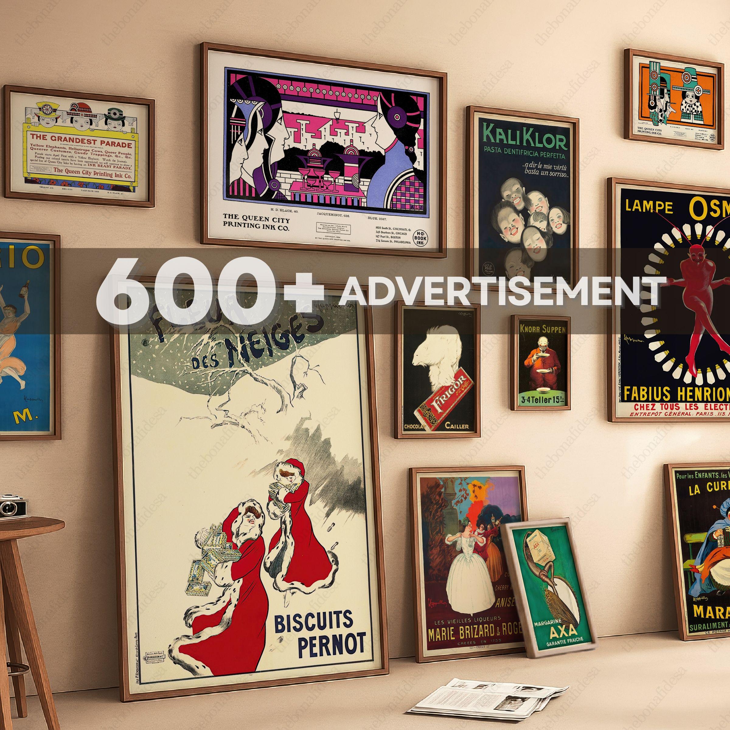 600+ Vintage Advertisement MEGA BUNDLE Printable Wall Art, Gallery Wall ...