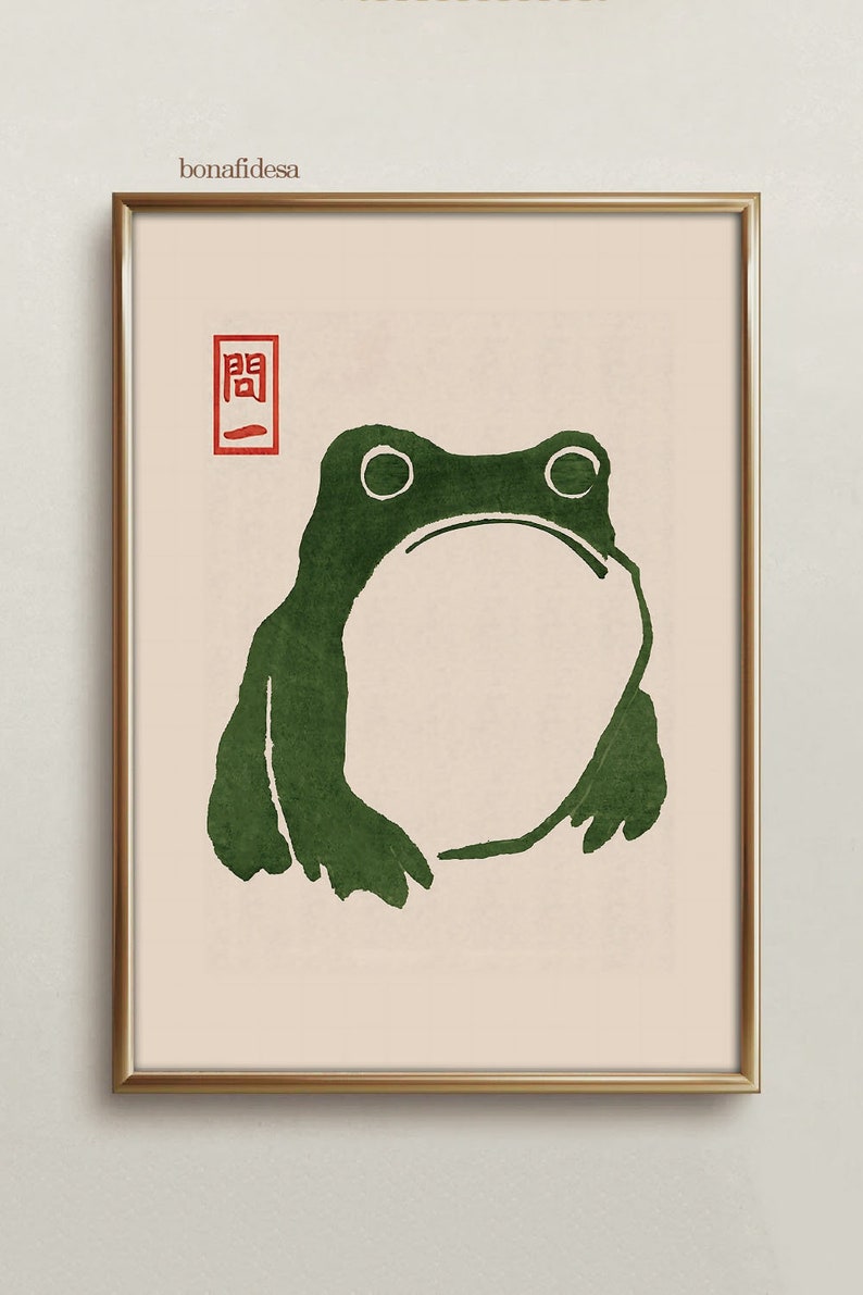 Japanese Matsumoto Hoji Frog, Vintage Frog Woodblock Poster, Ukiyo-e ...