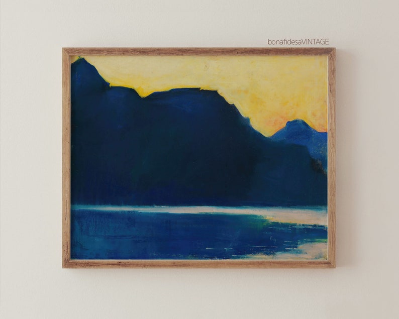 Lake Landscape Art in Watercolor, Water Sunset Print, Forest Lake ...