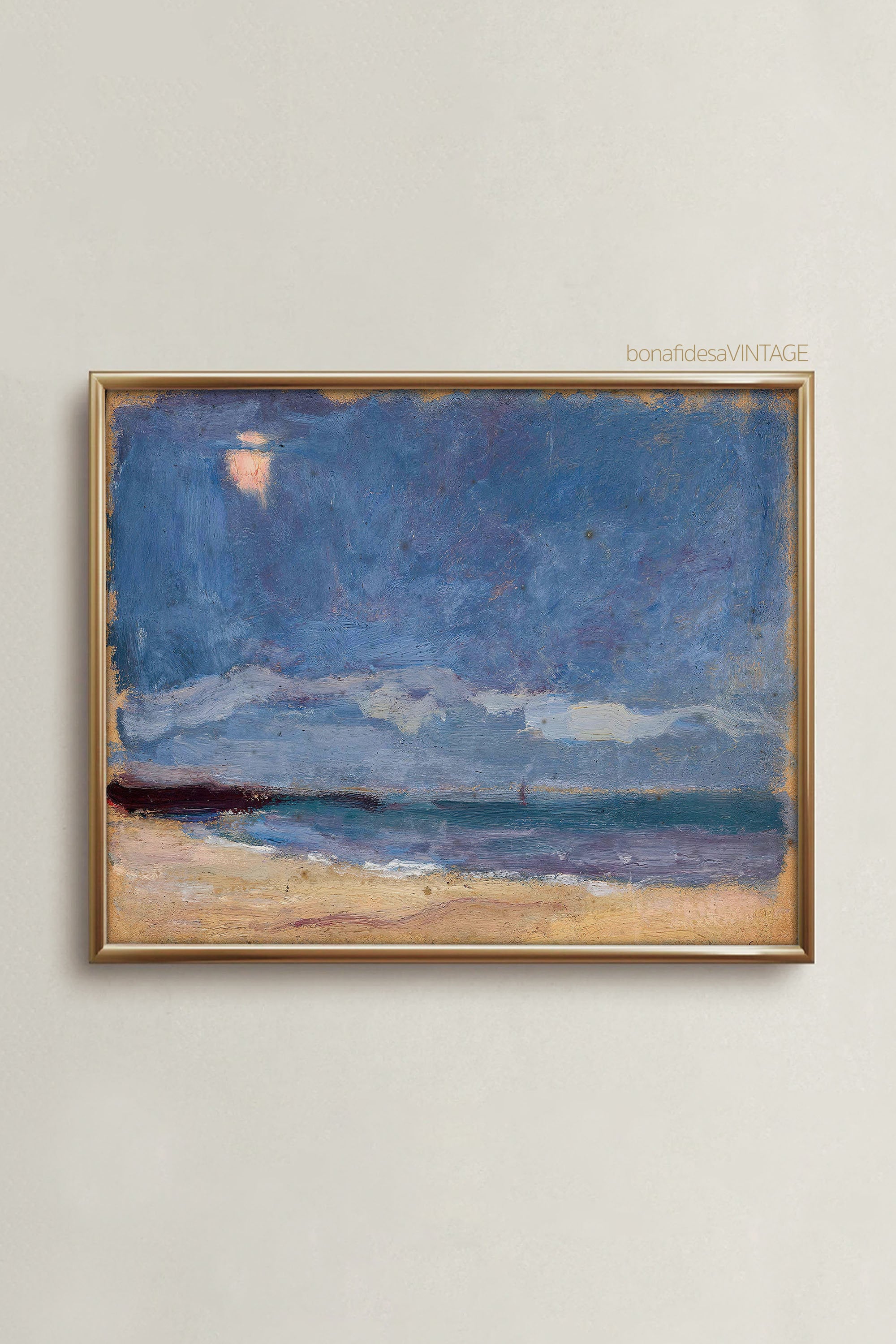 Minimalist Beach Painting, Muted Landscape Print, Beach House Wall Art ...