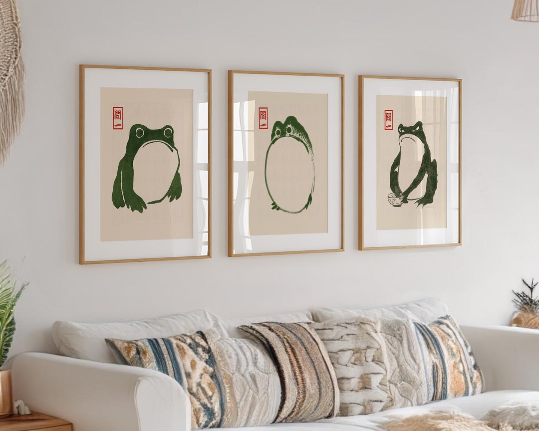 Vintage Frog Woodblock Print Set: Japanese Ukiyo-e Wall Art (digital ...