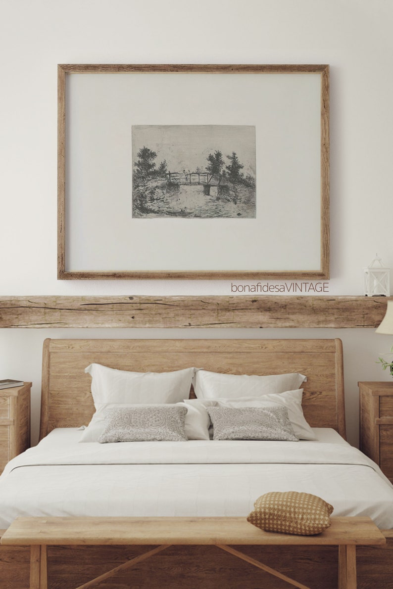 Vintage Minimalist Landscape Sketch, Downloadable Etch Art Print, Printable Antique Wall Art ...