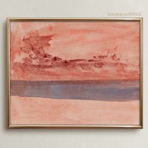 Water Sunset Print, Lake Landscape Art in Watercolor, Forest Lake ...