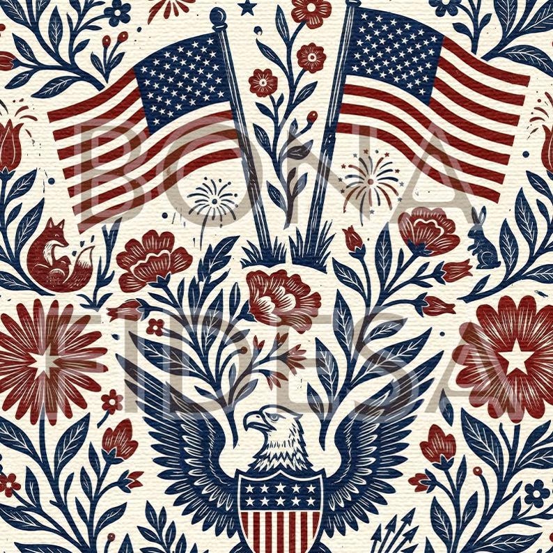 Pôster de arte popular com a bandeira americana, impressão patriótica ...